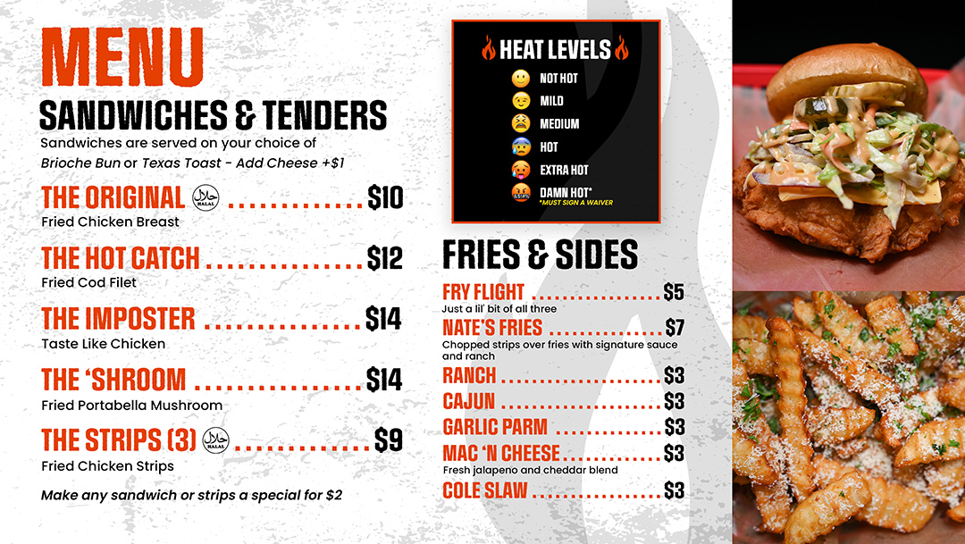 Menu & Prices – S&J Hot Chick